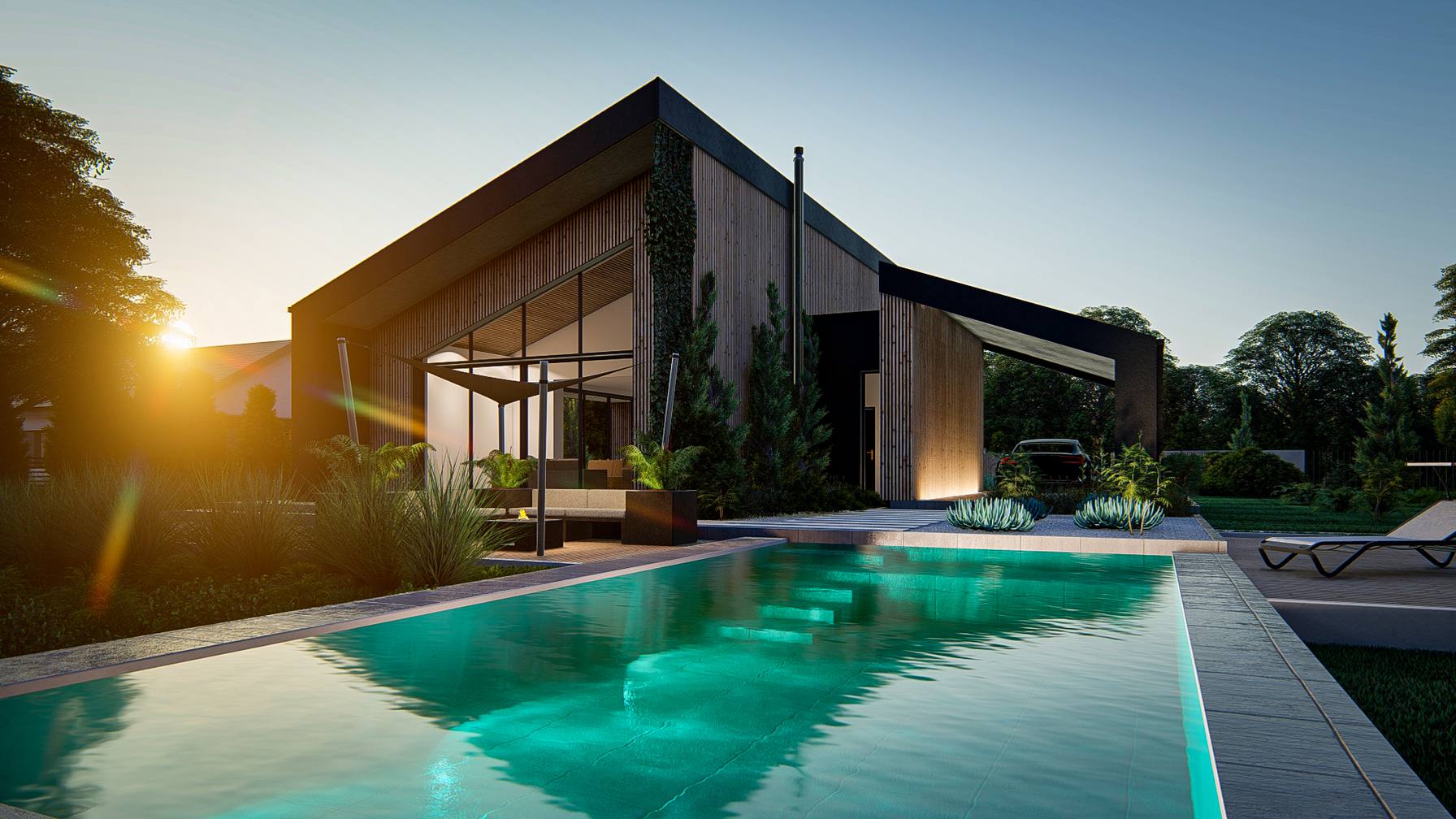 Namo dizainas Z485 Modernus namas moderniai šeimai