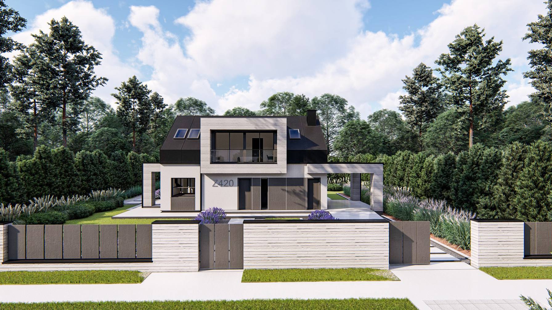 Namo dizainas Z420 Modernus namas su mansarda